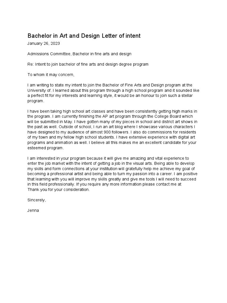 Letter of Intent | PDF