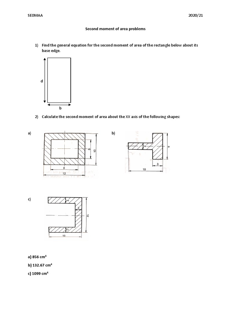 Solving for Second Moments of Area: A Study in Calculating the Second Moment of Inertia for ...