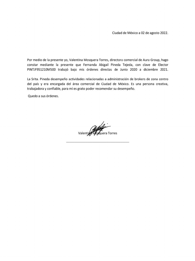 3.2 Carta de Recomendación Valentina FIRMADA | PDF