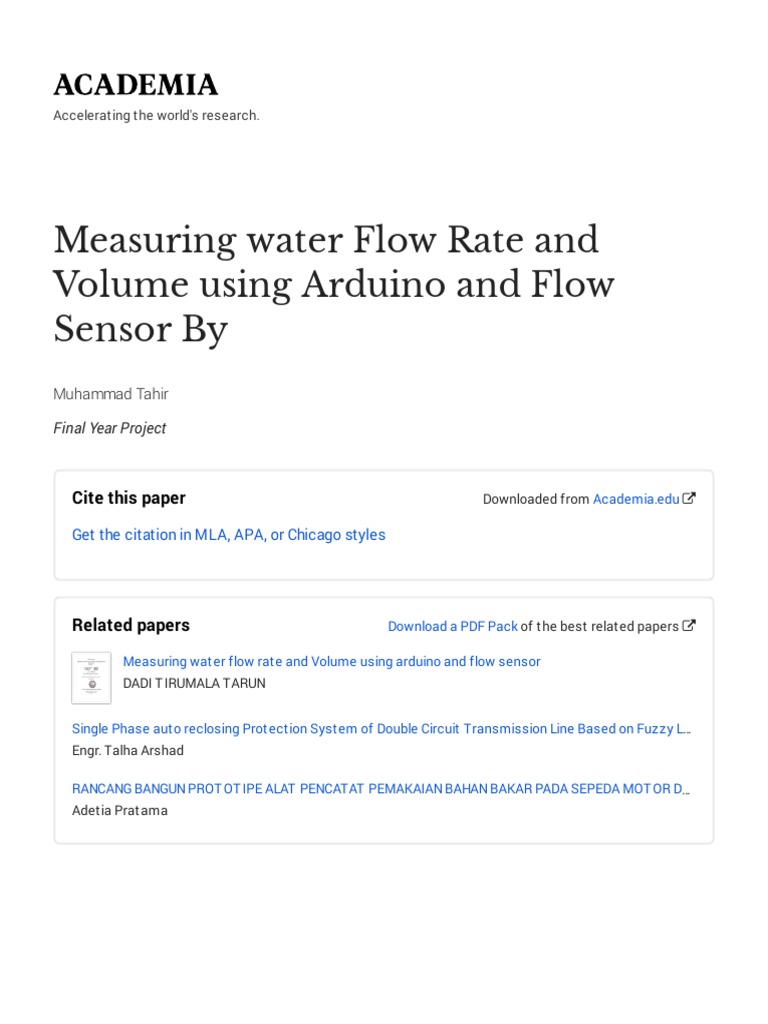 Measuring Water Flow with Arduino | PDF | Water | Flow Measurement