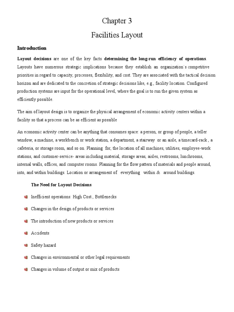 Chapter 3. Facilities Layout | PDF | Business Process