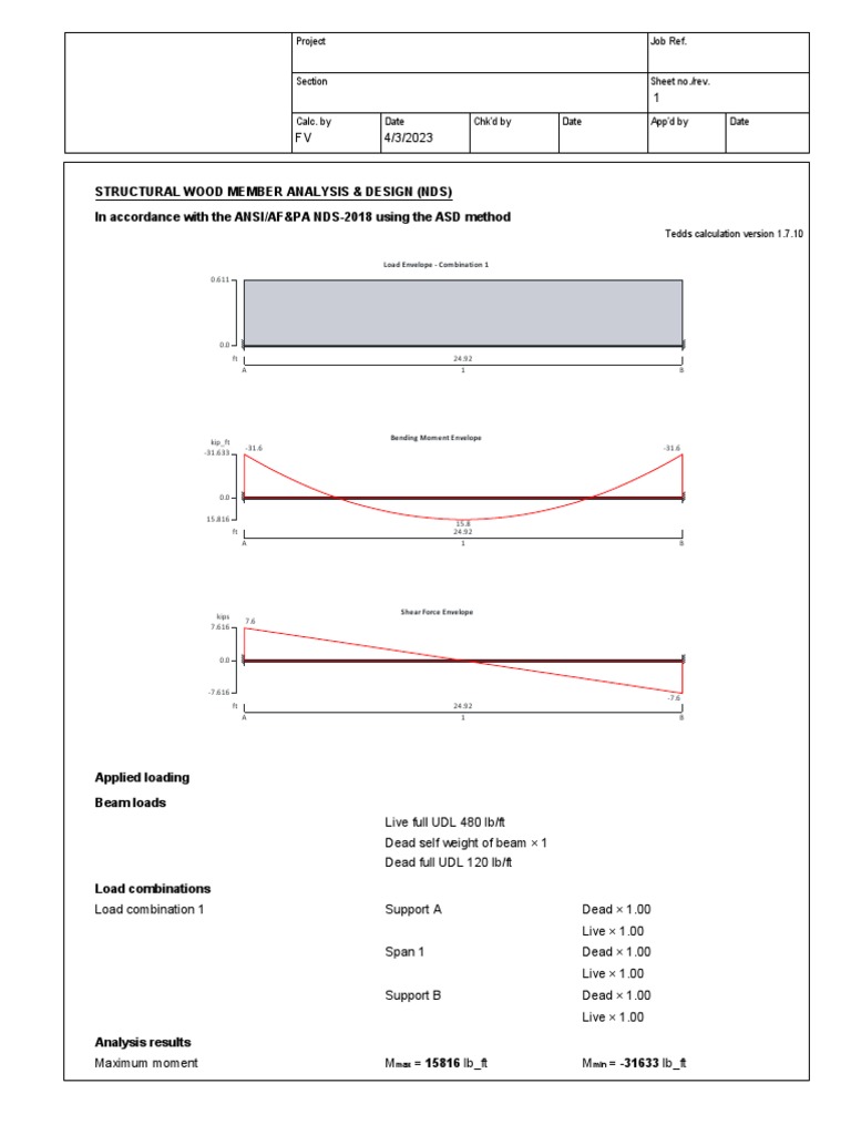 Wood Beam Analysis & Design (NDS) | PDF | Bending | Young's Modulus