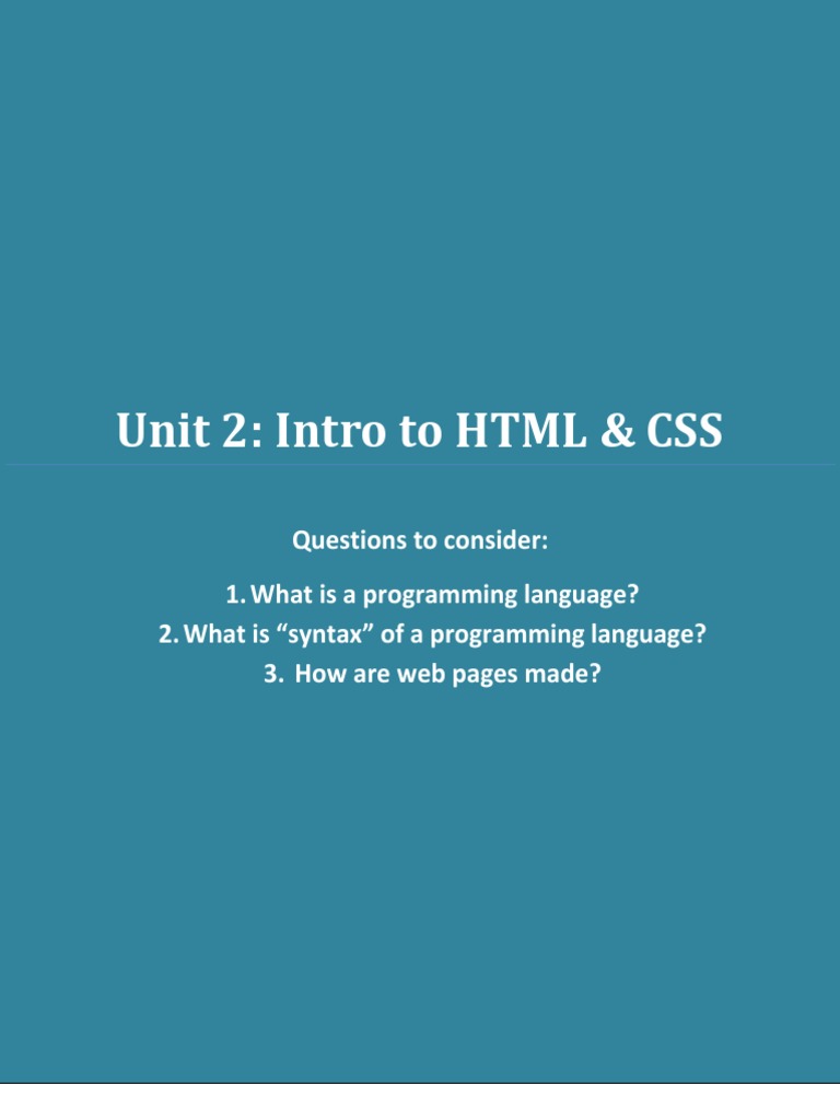 2.1 Intro To HTML & CSS | PDF | Html | Html Element