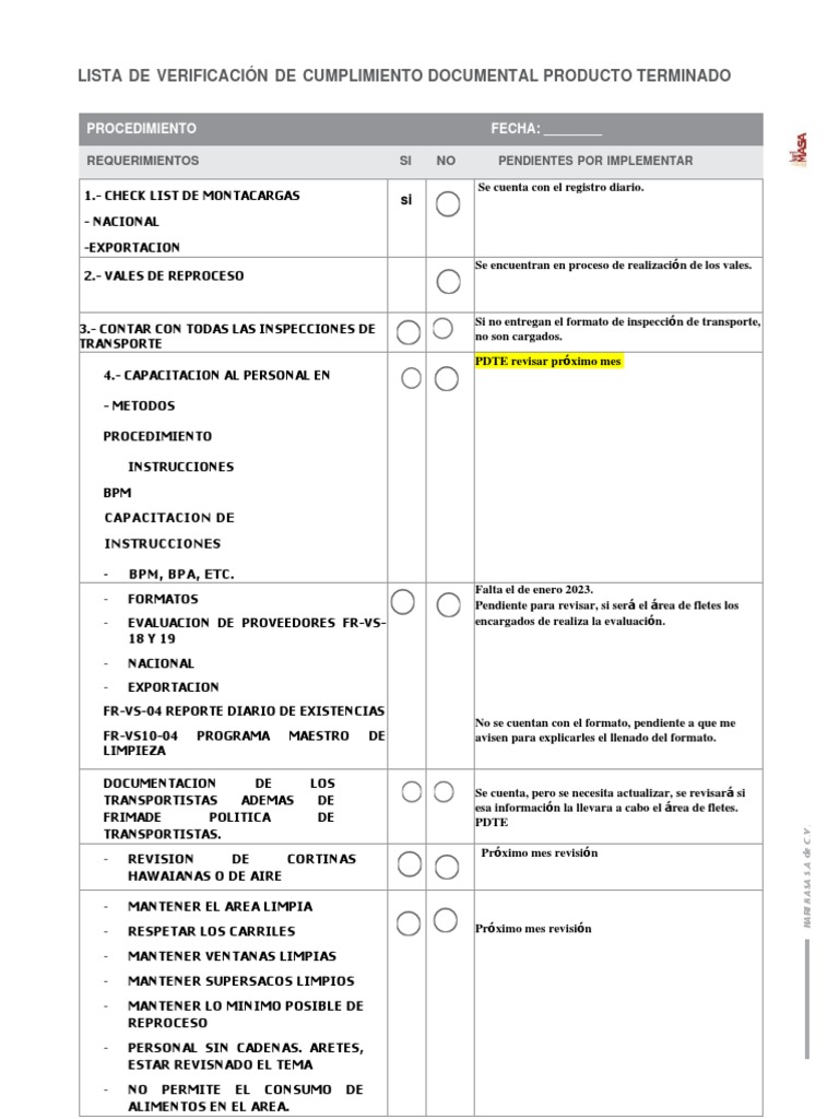 Check List de PT | PDF
