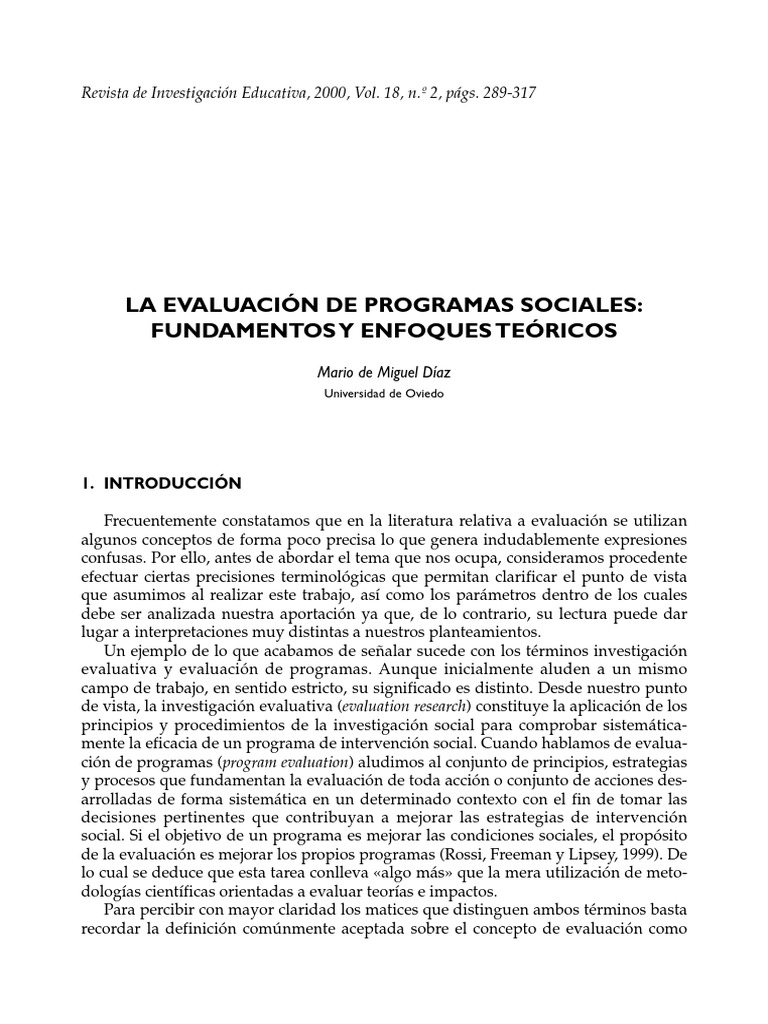 6 La Evaluación de Programas Sociales | PDF