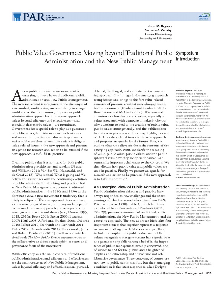 Módulo 3_Bryson Et Al 2014 John Bryson | PDF | Public Administration ...