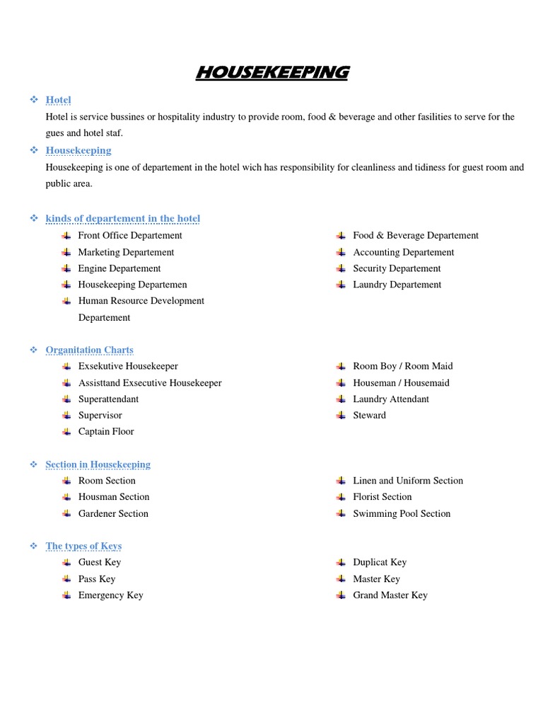 HOUSEKEEPING | PDF | Housekeeping | Bed