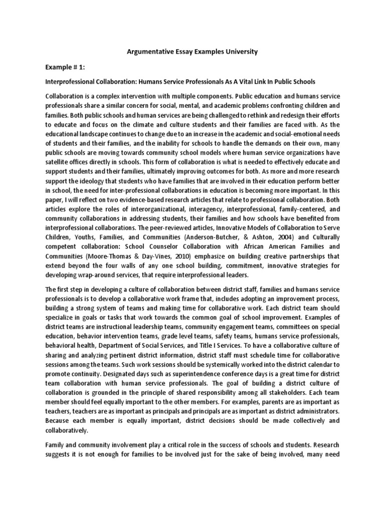 argumentative-essay-examples-university | PDF | Collaboration | Leadership
