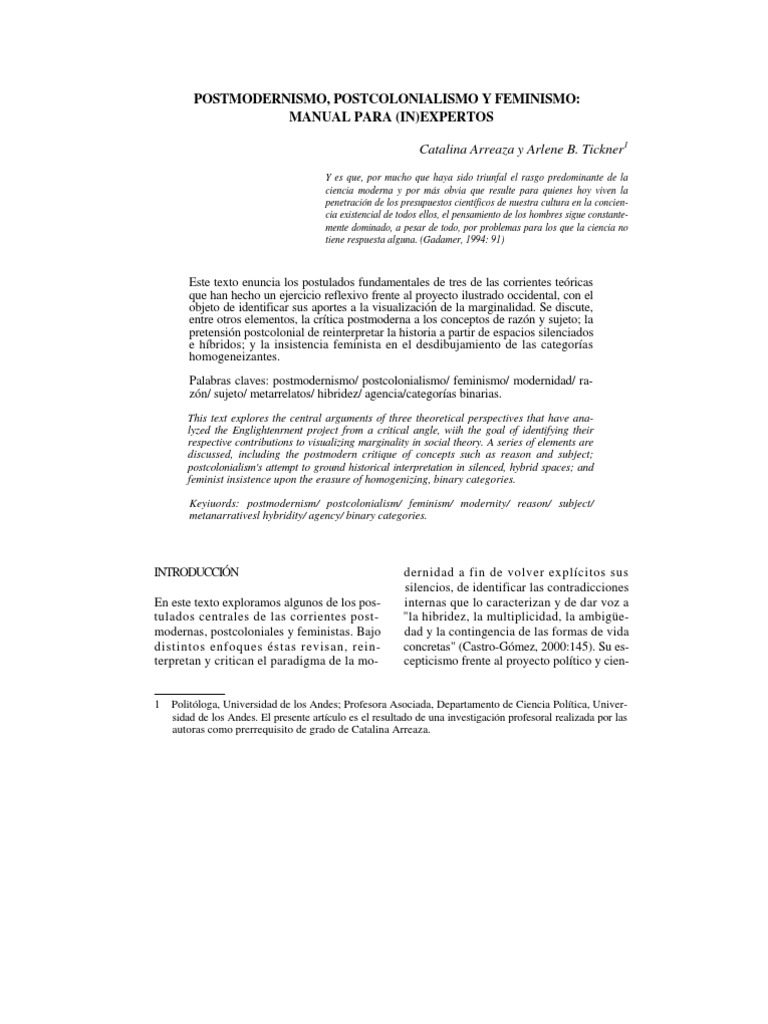 Postmodernismo Postcolonialismo y Feminismo | PDF | Hermenéutica | orientalismo
