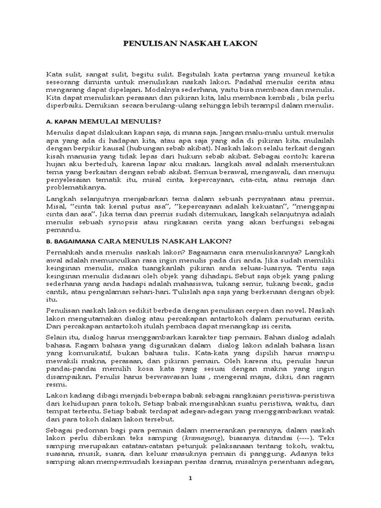 Penulisan Naskah Lakon | PDF