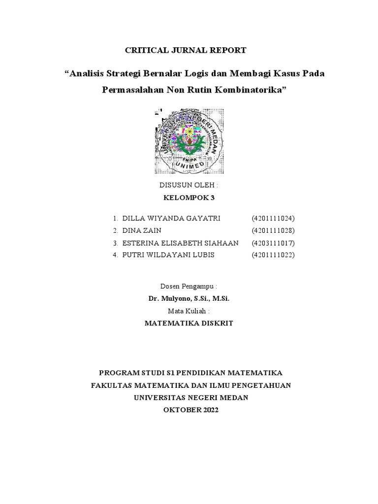 CJR Mat - Diskrit Kelompok 3 - PSPM 20C | PDF | Metode & Bahan Ajar | Seni