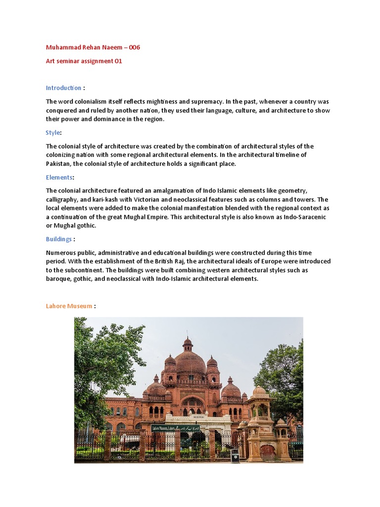 Colonial Architecture in Pakistan | PDF | Art | Classics