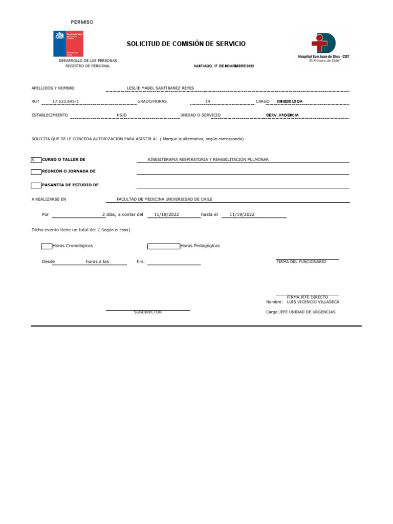 Solicitud de Comisión de Servicio | PDF