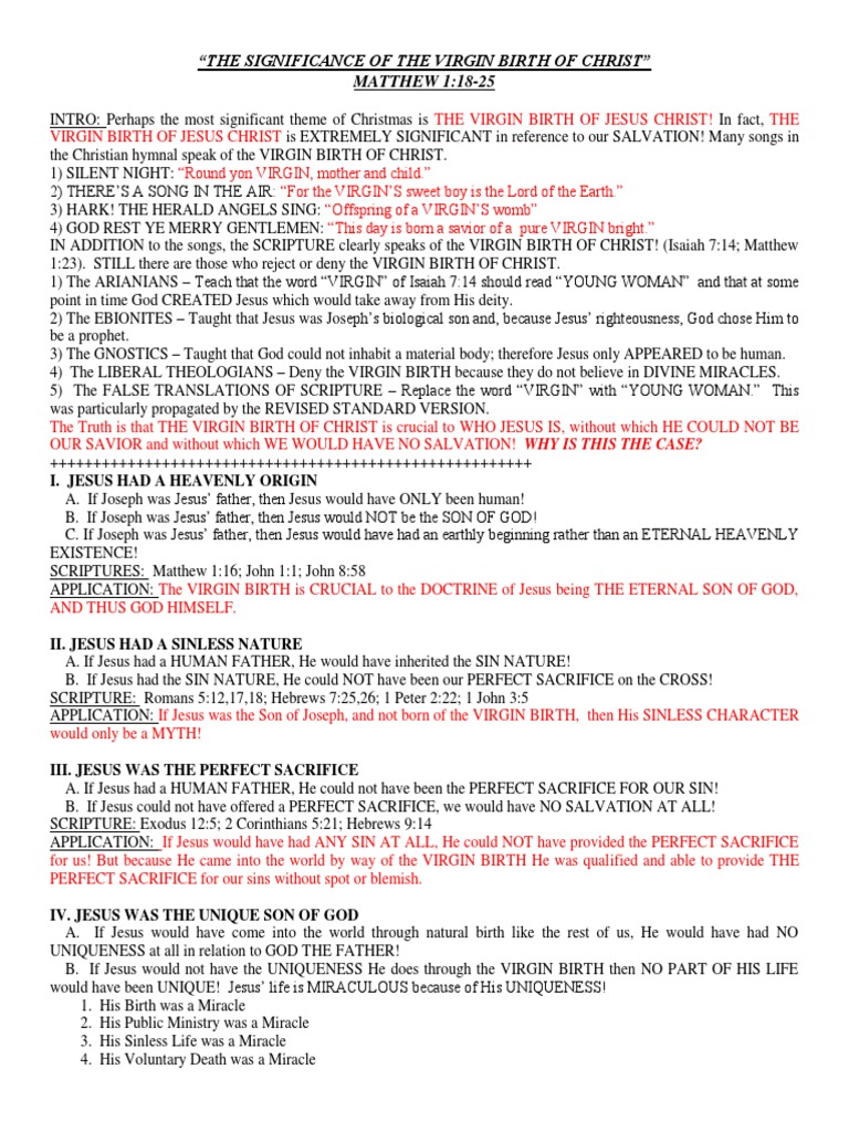 Significance of Christ's Virgin Birth | PDF | Jesus | Mary, Mother Of Jesus