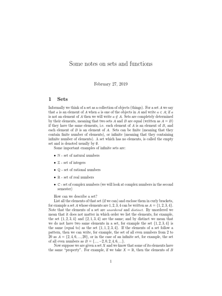 Sets And Functions 2019 Pdf Set Mathematics Function Mathematics