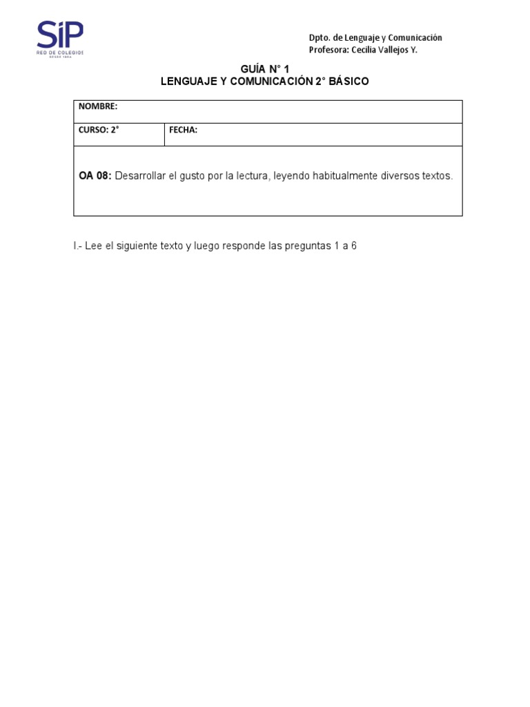 GUÍA N1 Modelo Ric Segundo Básico | PDF