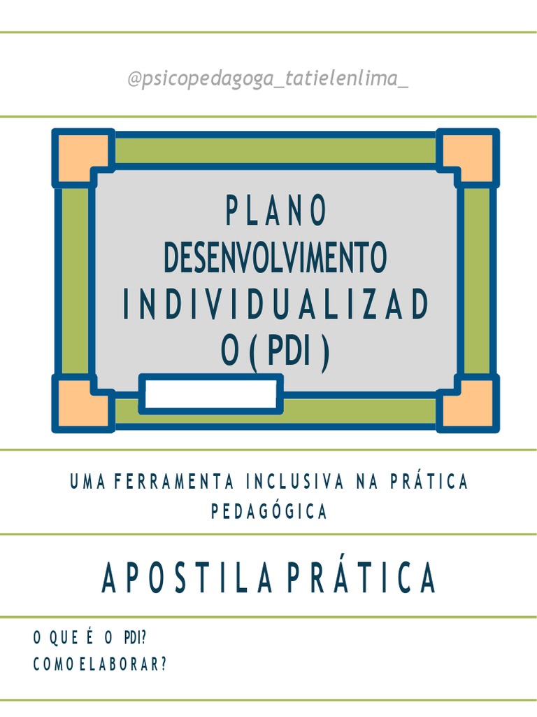 Plano Desenvolvimento Individualizad O (Pdi) : @psicopedagoga ...