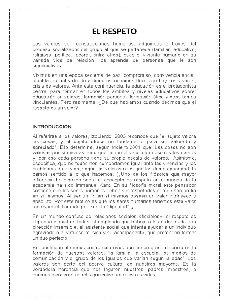 El Respeto | PDF | Moralidad | Immanuel Kant
