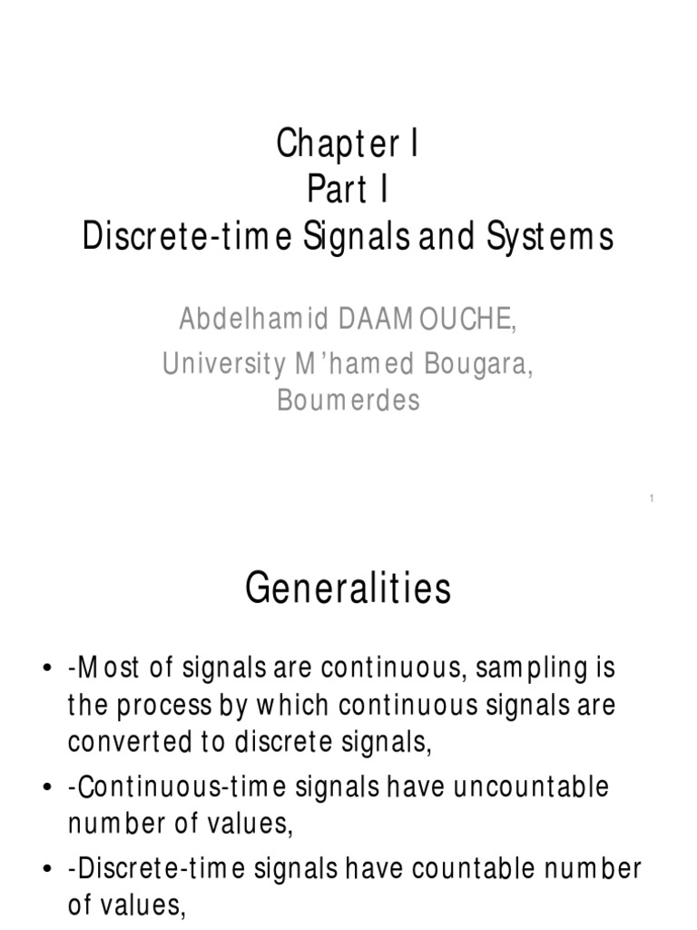 Chapter I Lin Sys II Part I | Download Free PDF | Discrete Time And Continuous Time | Signal ...