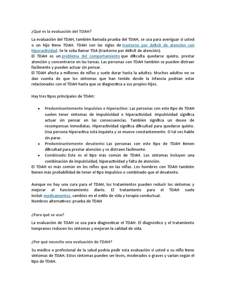 TDH 1 | PDF | Desorden hiperactivo y deficit de atencion | Medicina CLINICA