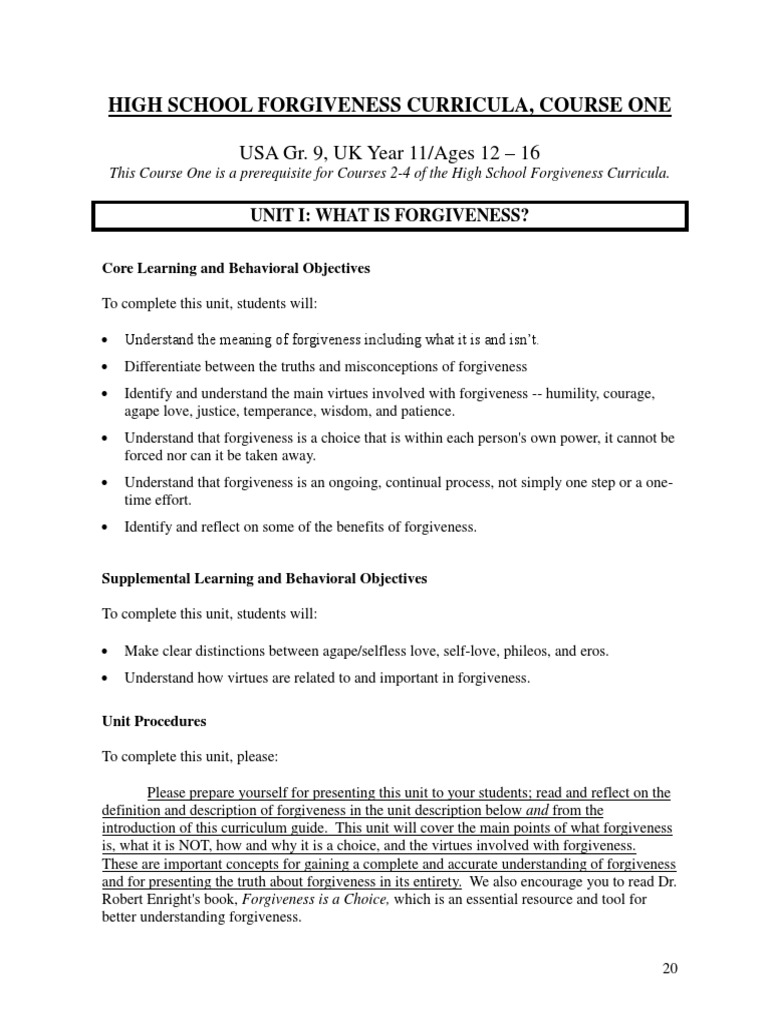 High School - Forgiveness | PDF | Virtue | Forgiveness