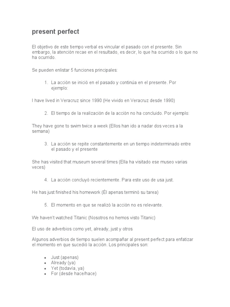 Present Perfect | PDF