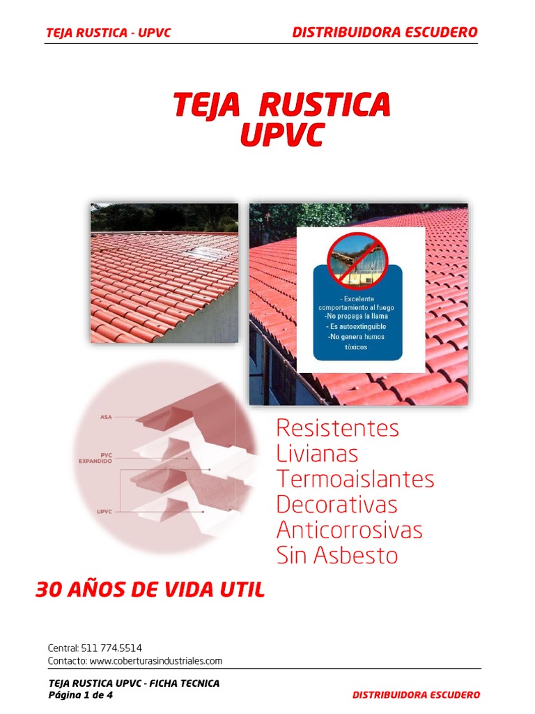 Teja Rustica Upvc - Ficha Tecnica - De2 | PDF | Negocios
