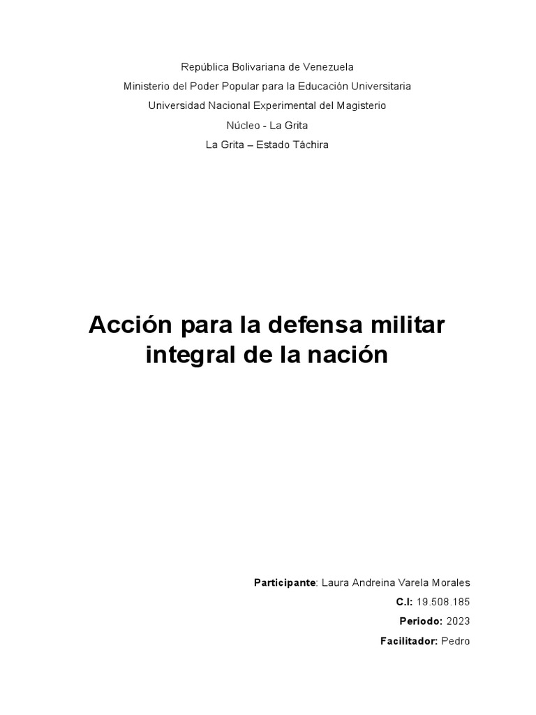 Acción para La Defensa Militar Integral de La Nación | PDF | Nación