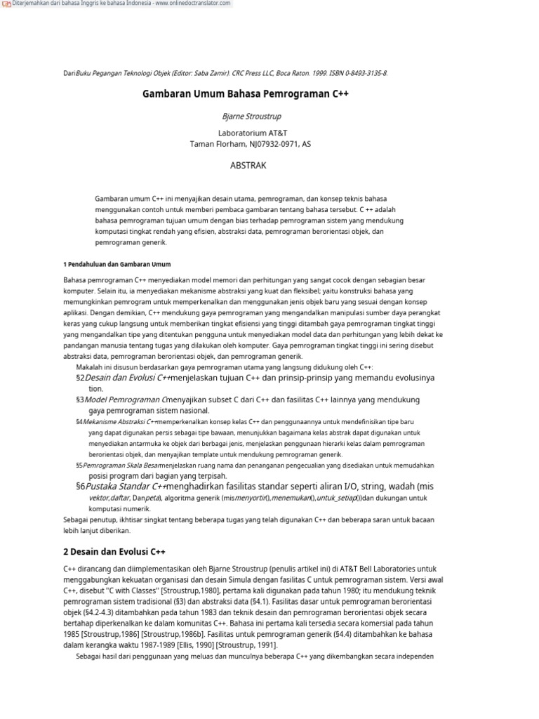 Stroustrup - 1999 - An Overview of The C Programming Language-Annotated - En.id | PDF