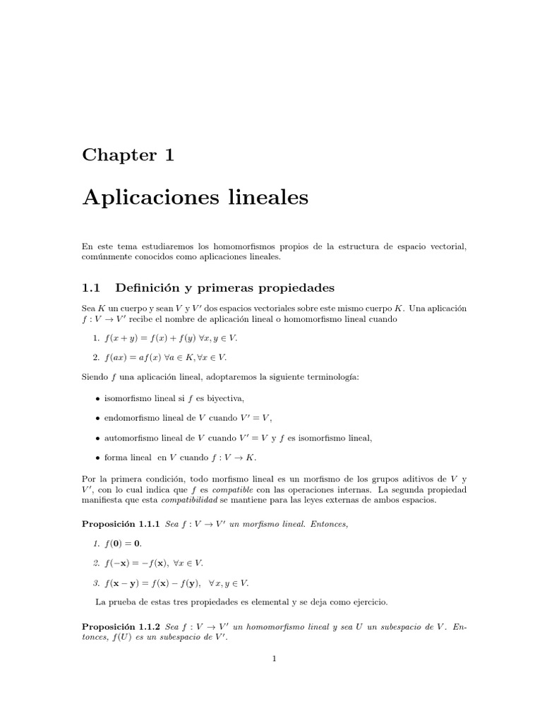 Aplicaciones Lineales | PDF | Mapa lineal | Espacio vectorial