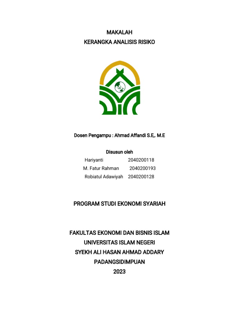 Makalah Kerangka Analisis Resiko | PDF