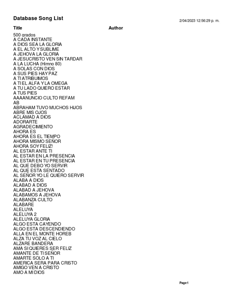 Lista Canciones | Descargar gratis PDF | Cristo (título) | Jesús