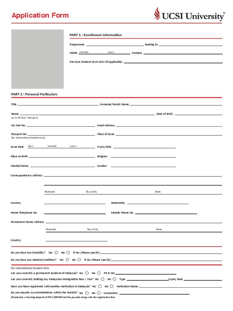 Application Form UCSI | Download Free PDF | Fee