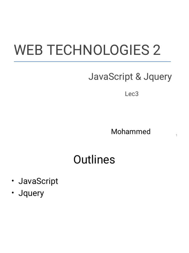 Web2 Lec3 | PDF | J Query | Java Script