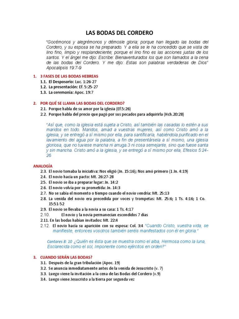 008 LAS BODAS DEL CORDERO (Bosquejo) | PDF | Rachel | Jacob