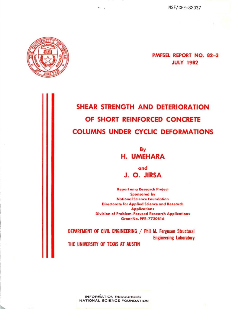 Shear Strength and Deterioration of Short Reinforced Concrete Columns ...