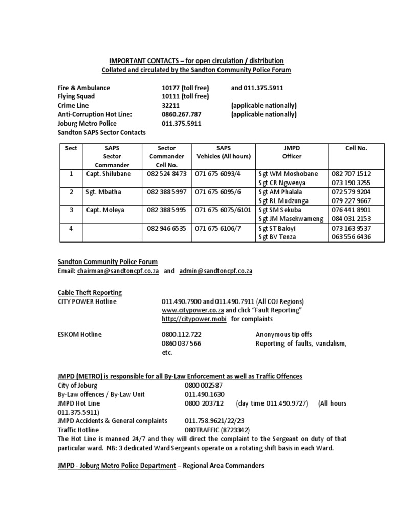 Important Contact Details 2 | PDF | Government