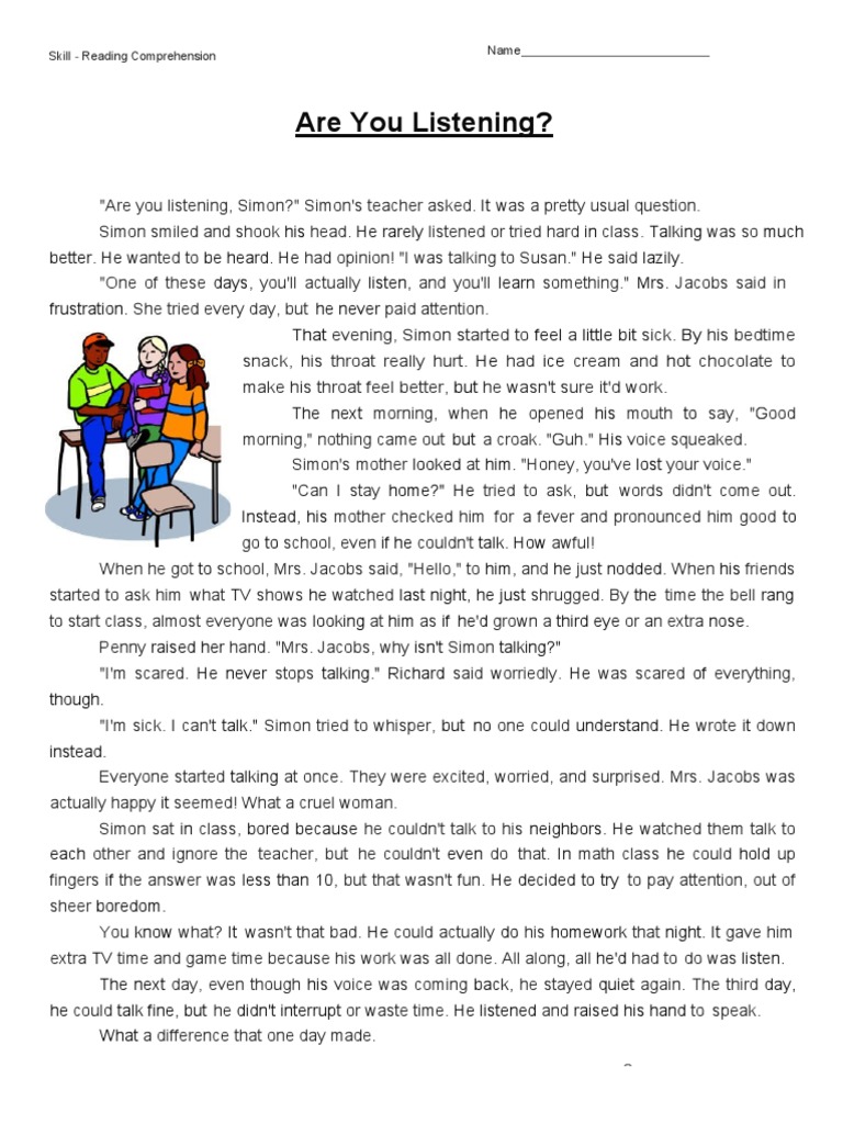 Grade 3 Listening Comprehension Story | PDF | Reading Comprehension