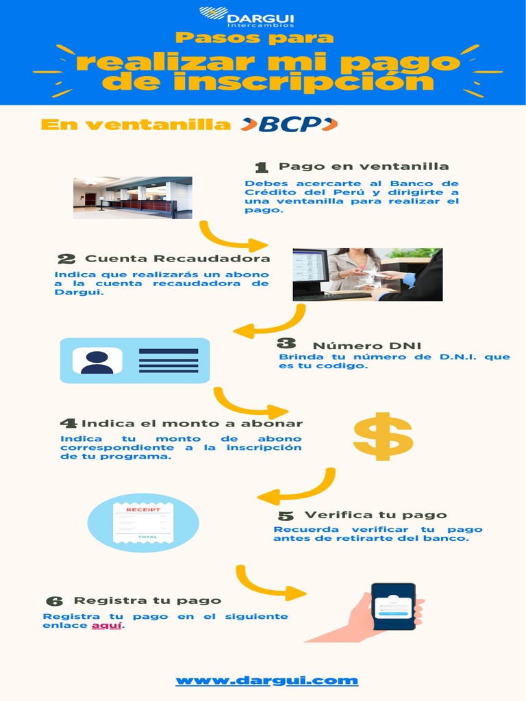 Pasos para realizar el pago de inscripción en Dargui a través de ventanilla bancaria o ...