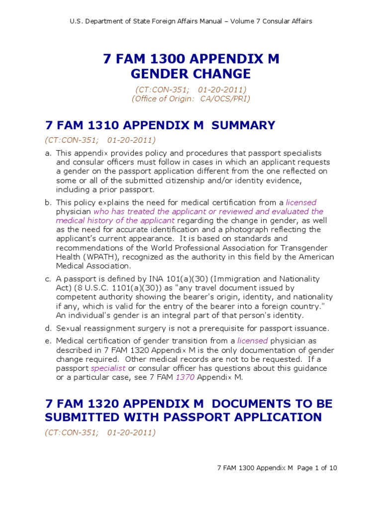 Passport Gender Change Policy Guide | PDF | Passport | Identity Document
