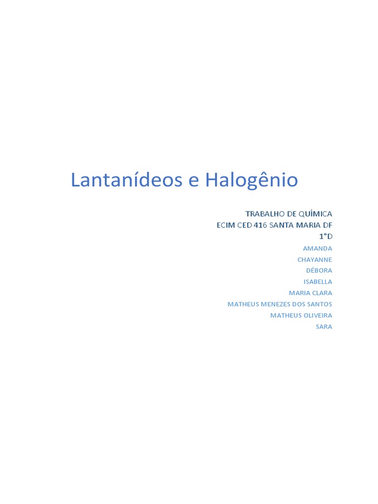LANTANÍDEOS | PDF | Cloro | Química