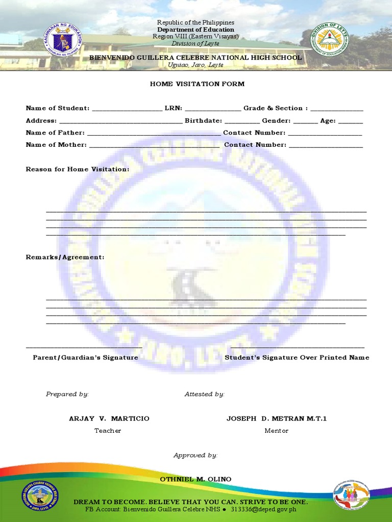 Home Visitation Form Final | PDF | Social Institutions