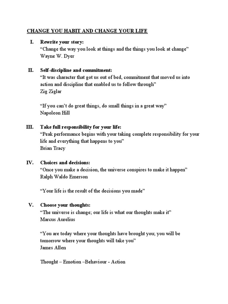 Change You Habit and Change Your Life | PDF