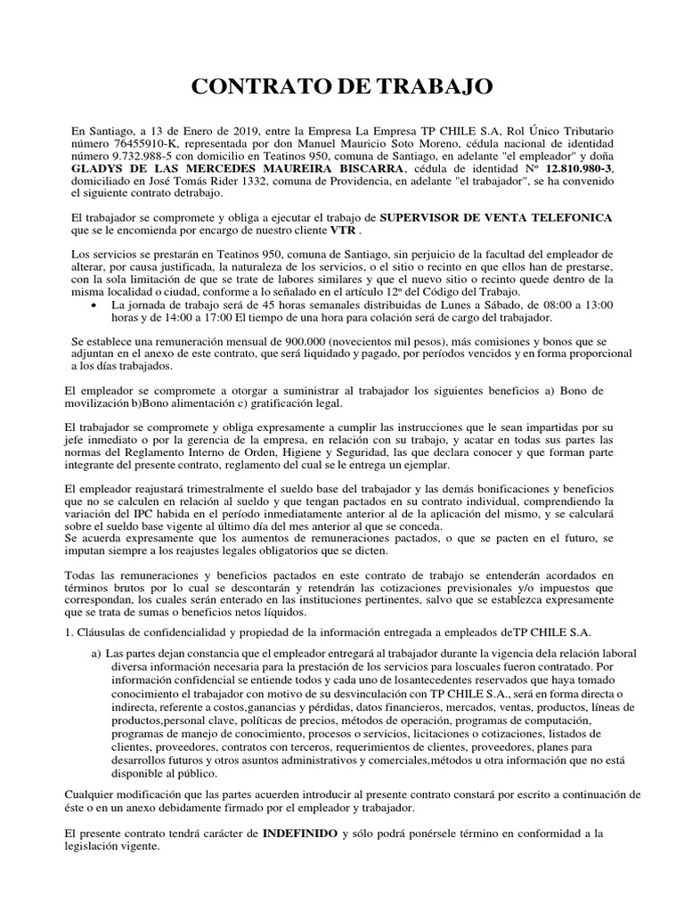Contrato de Trabajo | PDF
