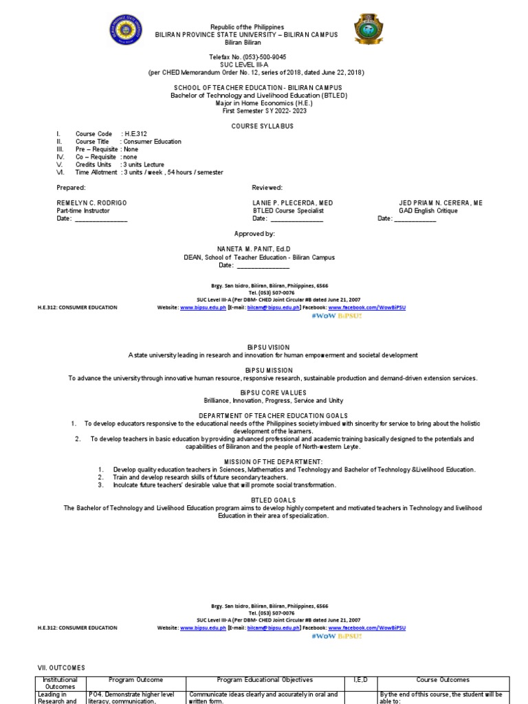 Consumer Education Syllabus | PDF | Consumer Behaviour | Teachers