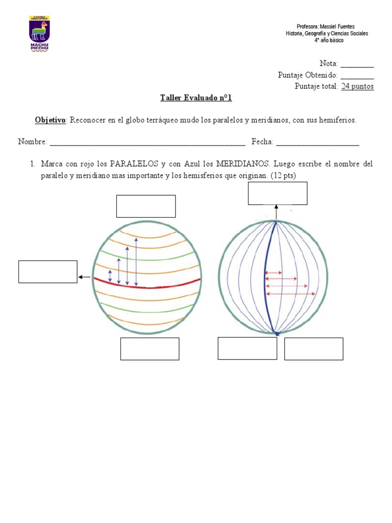 Taller Evaluado N 1 Paralelos y Meridianos | PDF Taller Evaluado N 1 Paralelos y Meridianos | PDF