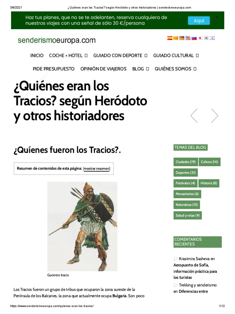 ¿Quiénes Eran Los Tracios? Según Heródoto y Otros Historiadores | PDF ...
