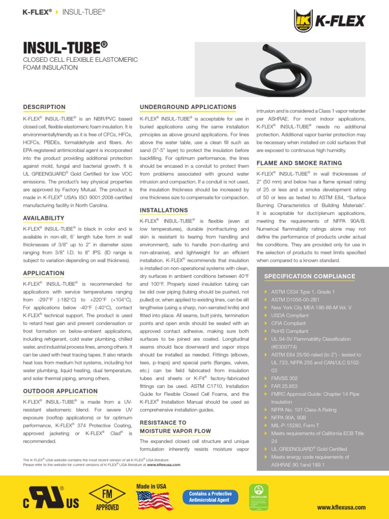 Insul-Tube: Closed Cell Flexible Elastomeric Foam Insulation | PDF ...