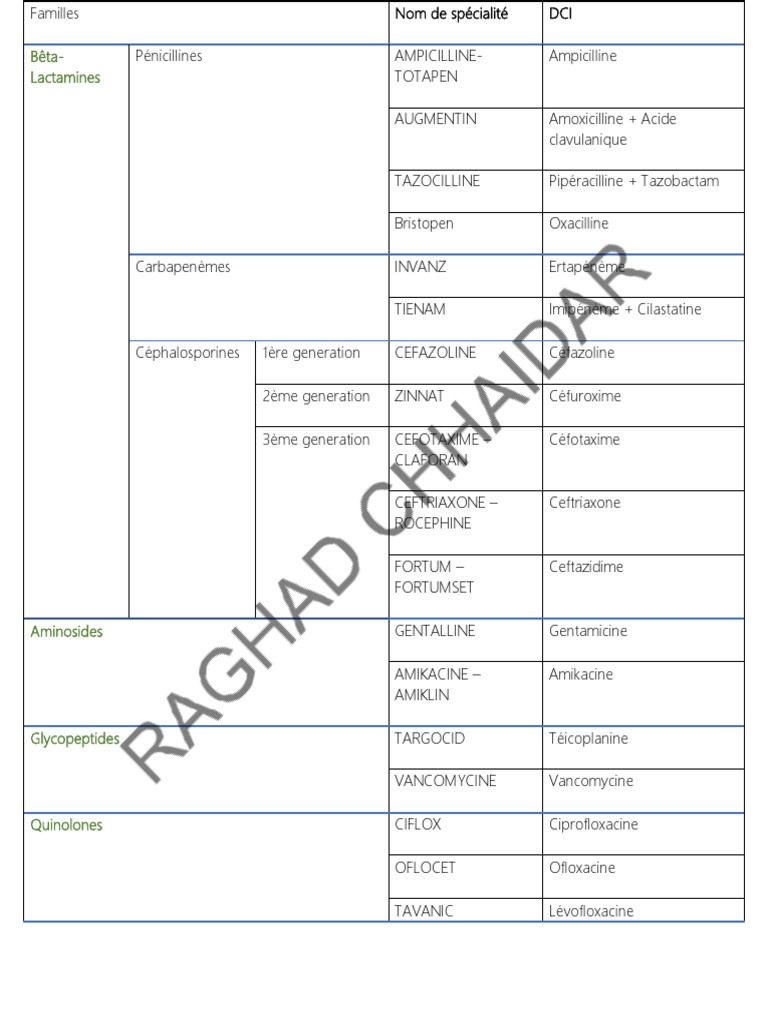 Familles Des Antibiotiques | PDF | Groupe fonctionnel | Antibiotiques