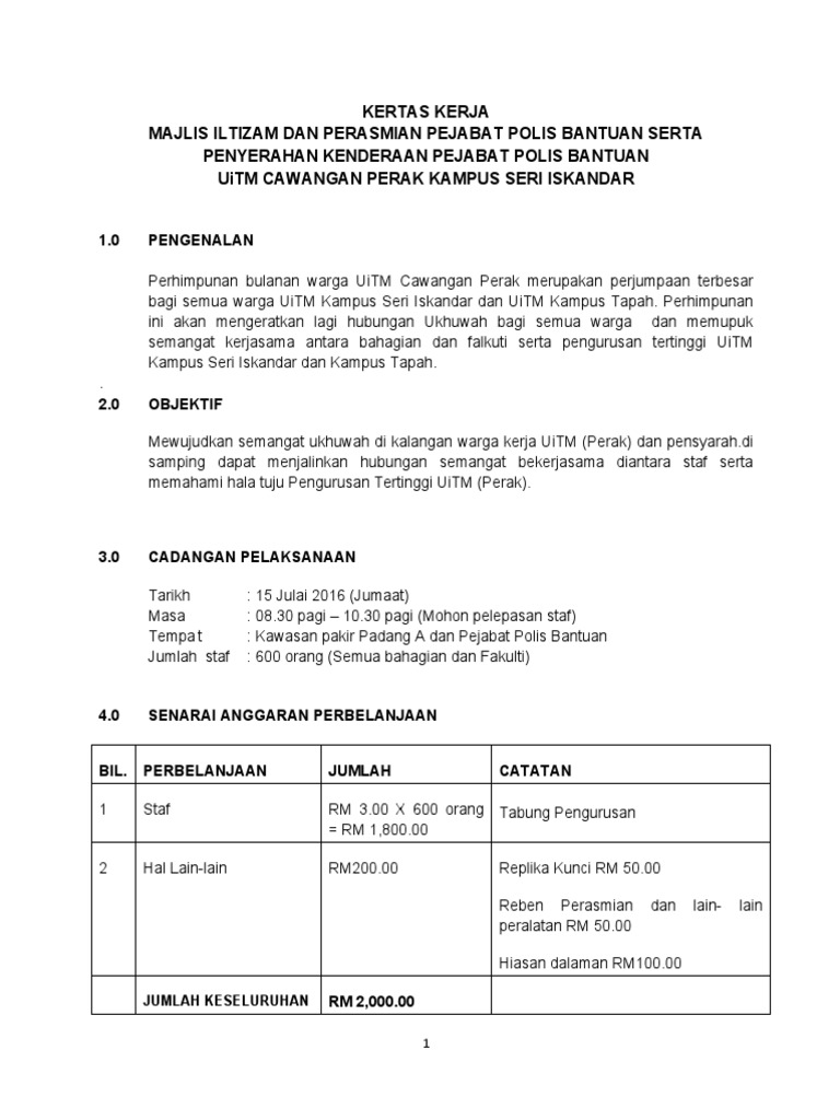 KERTAS KERJA Perhimpunan Bulanan | PDF